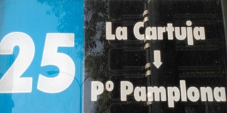 Recorridos y paradas de la línea 25: de Paseo Pamplona a La Cartuja