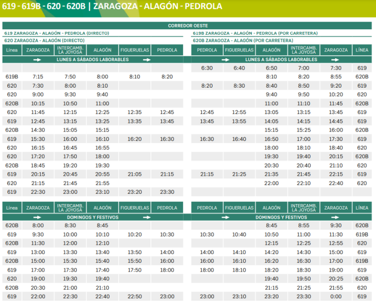 Bus de Zaragoza a Alagón, Pedrola y Figueruelas en líneas 619 y 620 ...